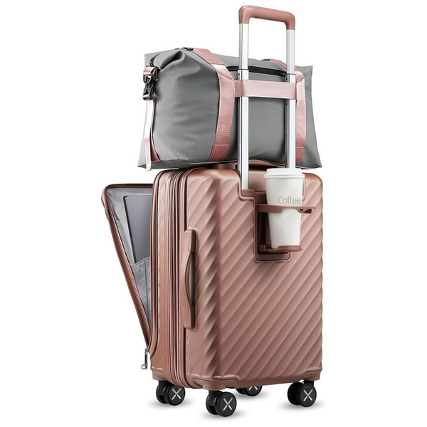 Luggex Smart Carry-On Set | with Laptop for Quick Access & Cup Holder ...